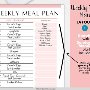 Meal Planner Printable, Weekly Meal Menu, Meal Tracker Food Journal ...