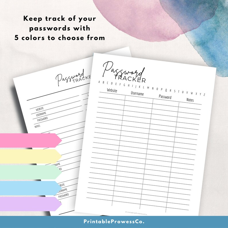 Printable Password Tracker Log Password Organizer Password List ...