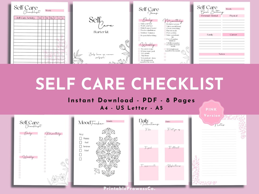 Self Care Checklist, Self Care Challenge, Self Care Journal, Self Help ...