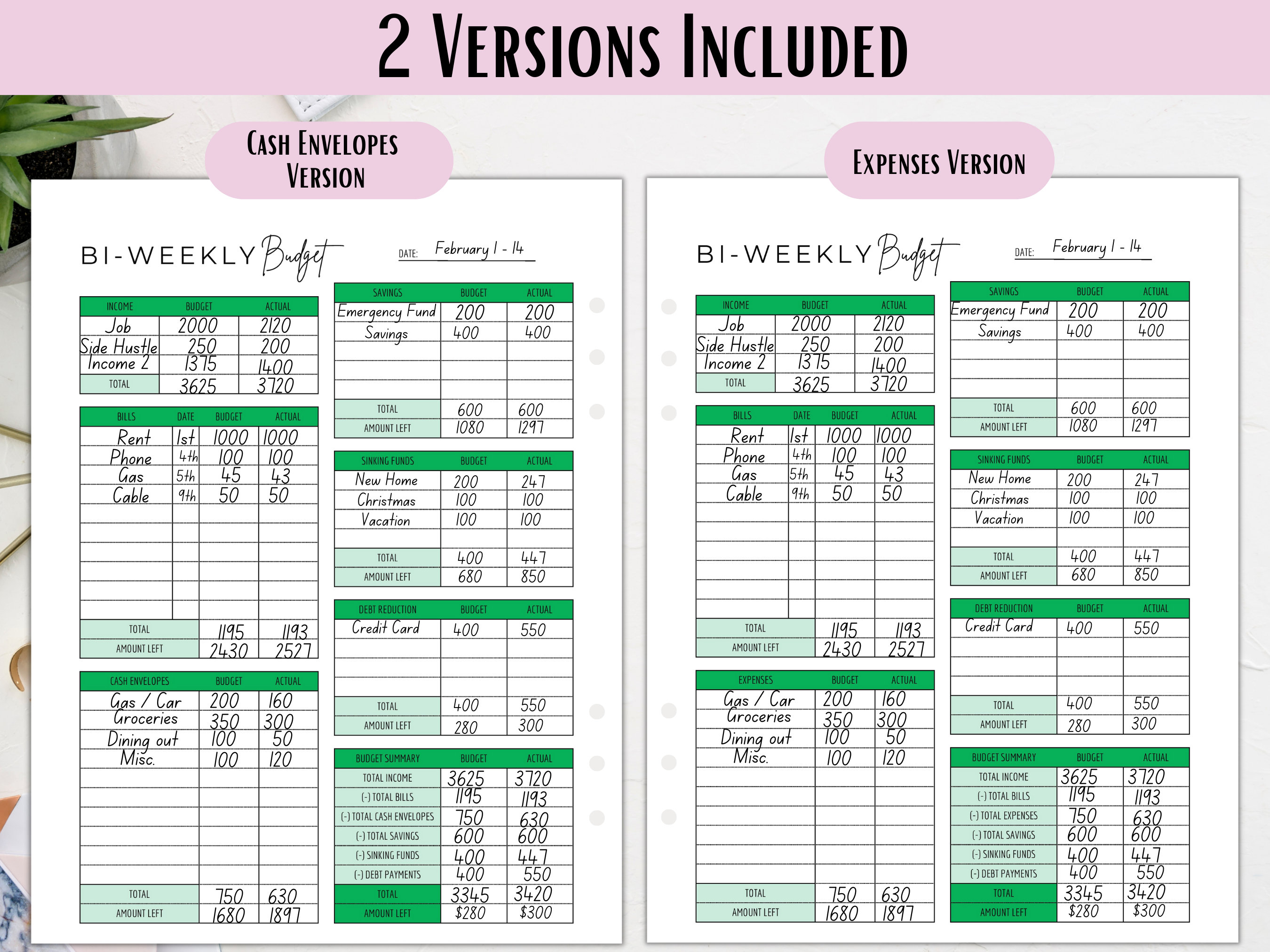 Biweekly Budget Planner, Printable PDF, Budget Planner Binder With Cash ...