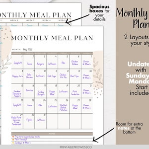 Meal Planner Bundle, BOHO Weekly Food Diary, Meal Tracker Printable ...