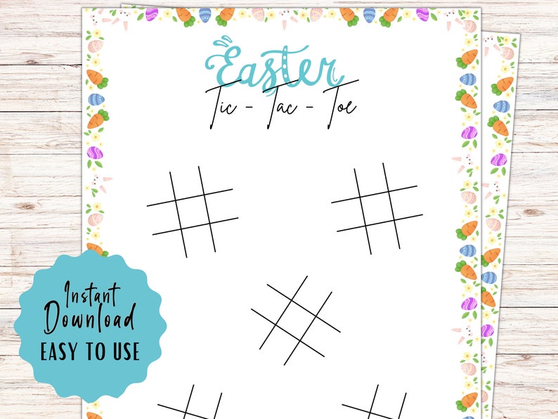 Printable Easter Tic Tac Toe Game, Printable Easter Game, Easter Party ...