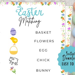 Easter Matching Game, Printable Easter Game, Easter Party Game, Family ...