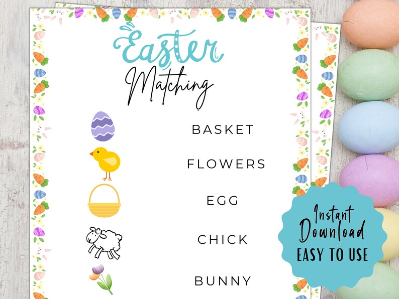 Easter Matching Game, Printable Easter Game, Easter Party Game, Family ...