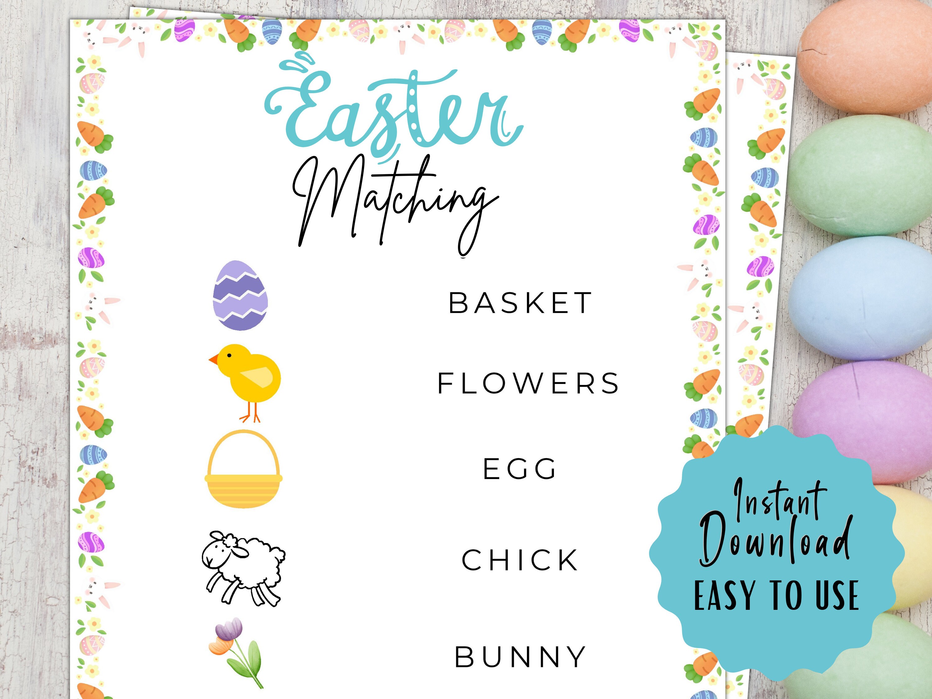 Easter Matching Game, Printable Easter Game, Easter Party Game, Family ...