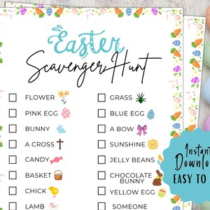 Easter Scavenger Hunt Game, Printable Easter Game, Easter Treasure Hunt ...
