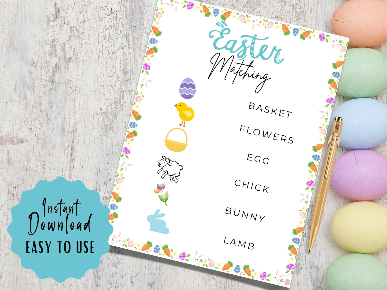 Easter Matching Game, Printable Easter Game, Easter Party Game, Family ...