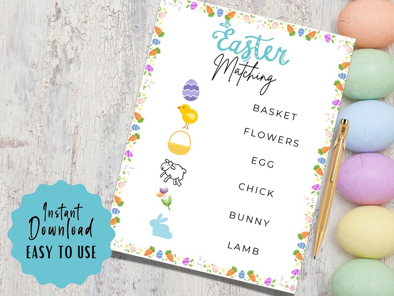 Easter Matching Game, Printable Easter Game, Easter Party Game, Family ...