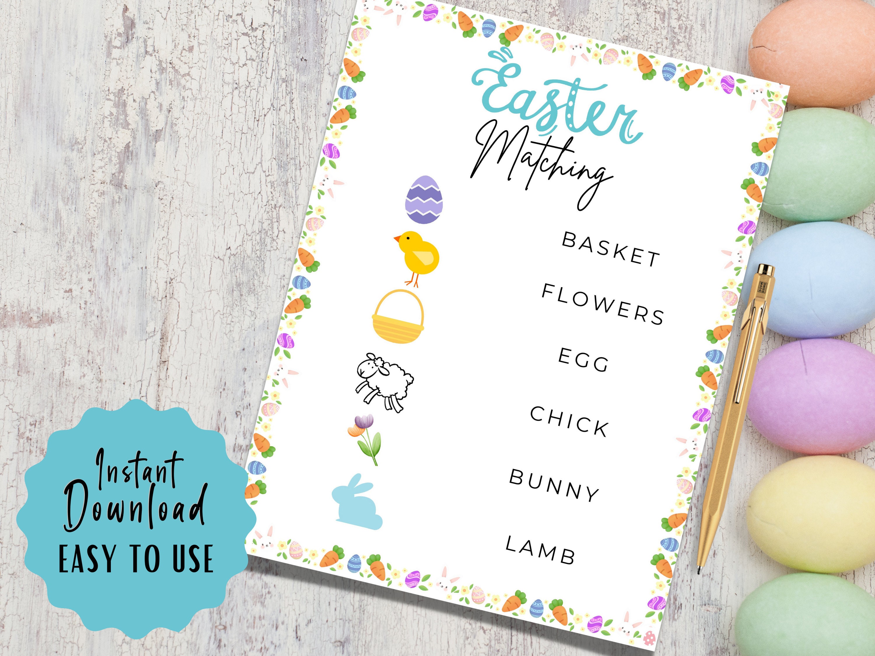 Easter Matching Game, Printable Easter Game, Easter Party Game, Family ...