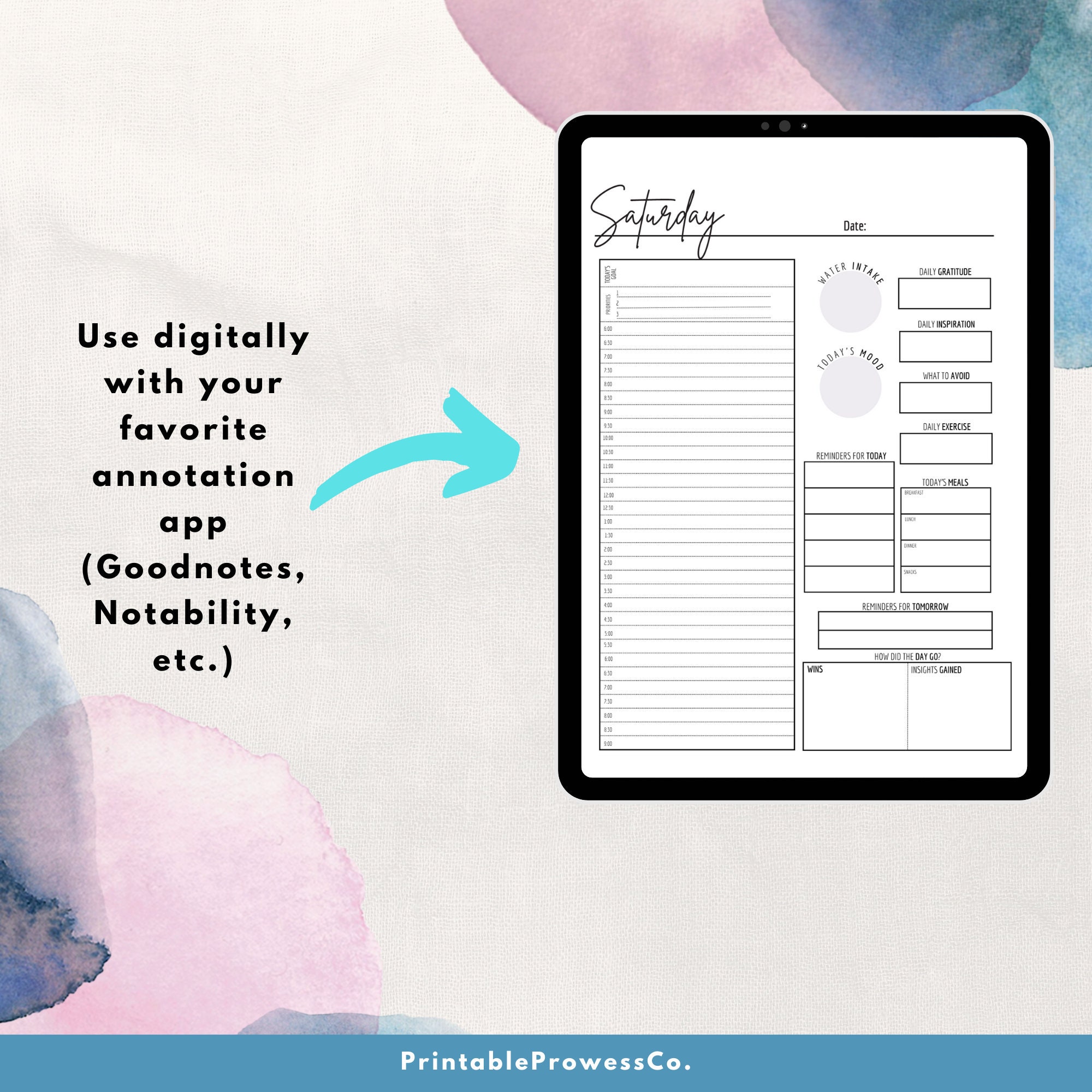 Daily Planner Printable Day Planner Daily Work Planner Hourly Planner ...