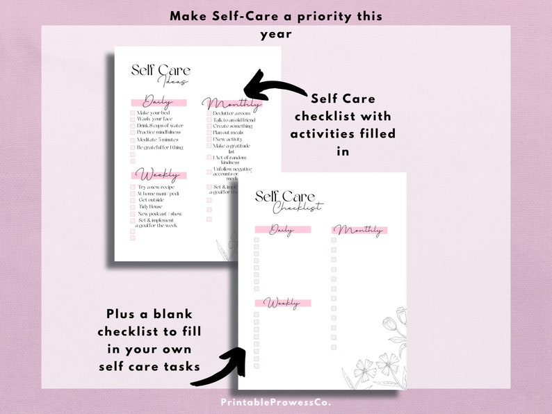 Self Care Checklist, Self Care Challenge, Self Care Journal, Self Help ...