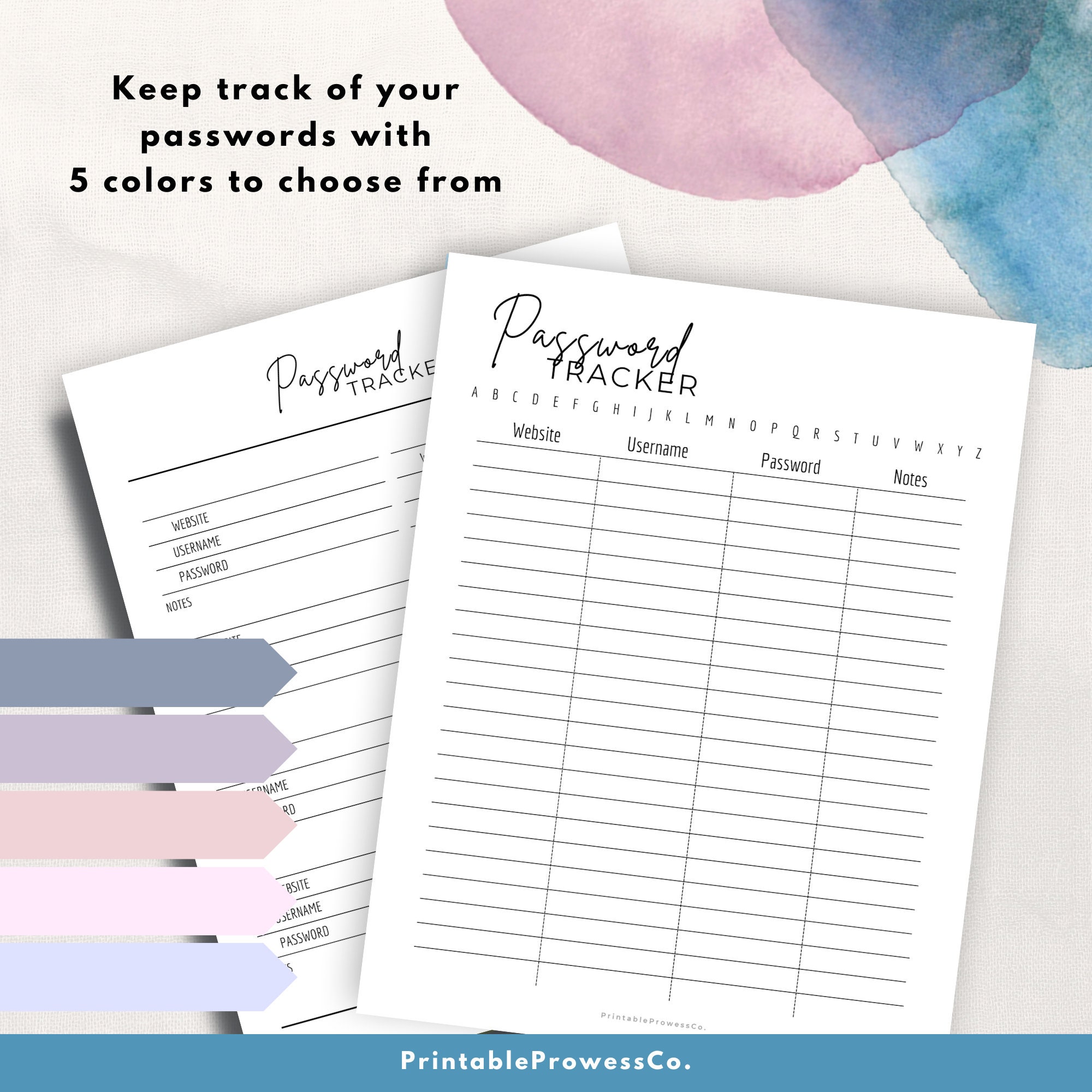 Printable Password Tracker Log Password Organizer Password List ...