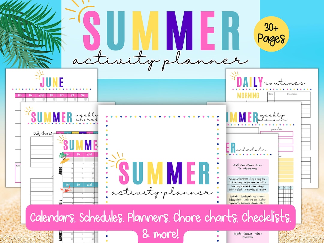 Summer Activity Planner Kit for Kids, Summer Bucket List, Printable ...