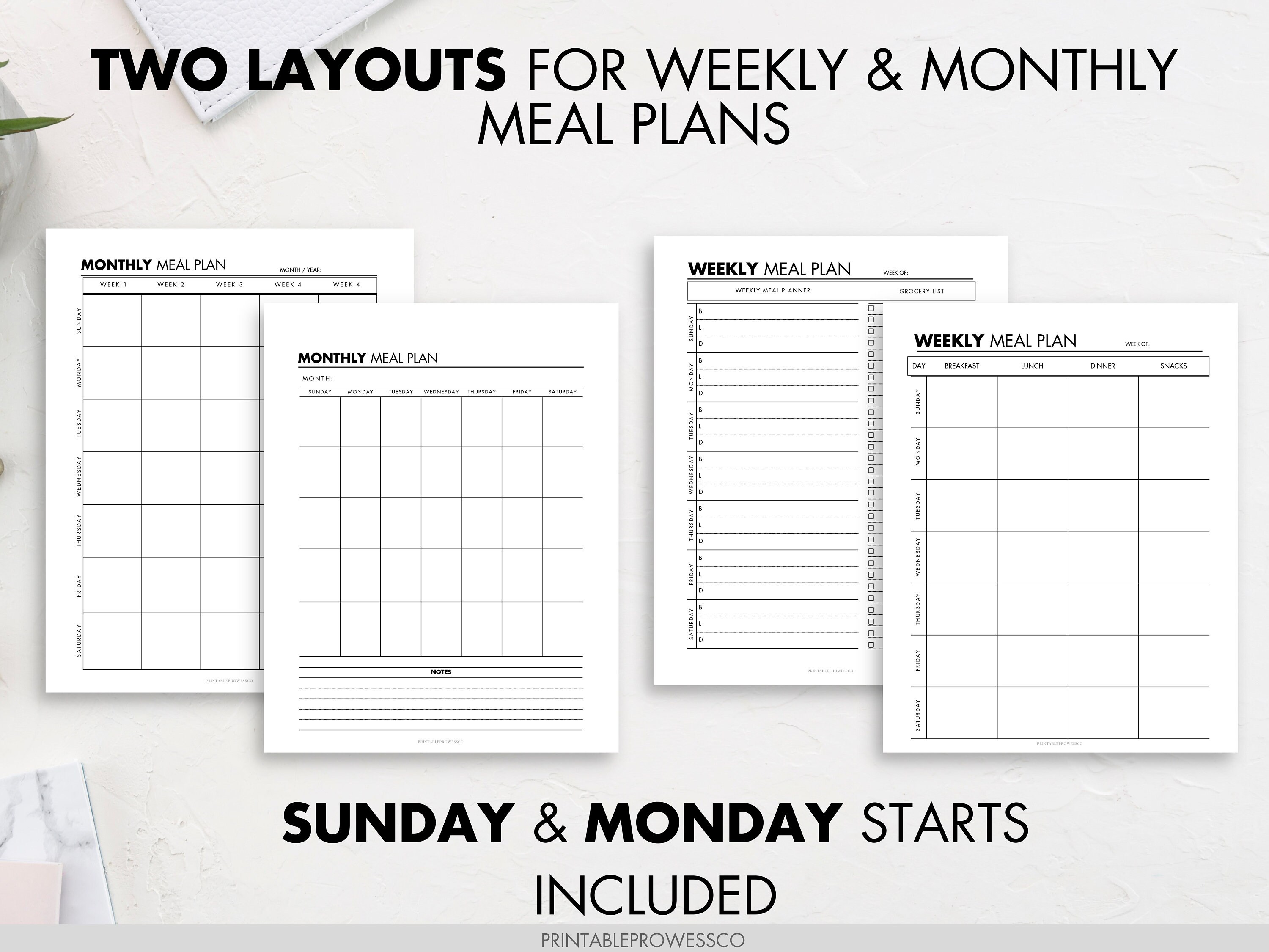 Meal Planner Printable | Meal Planner Template | Grocery List | Meal ...