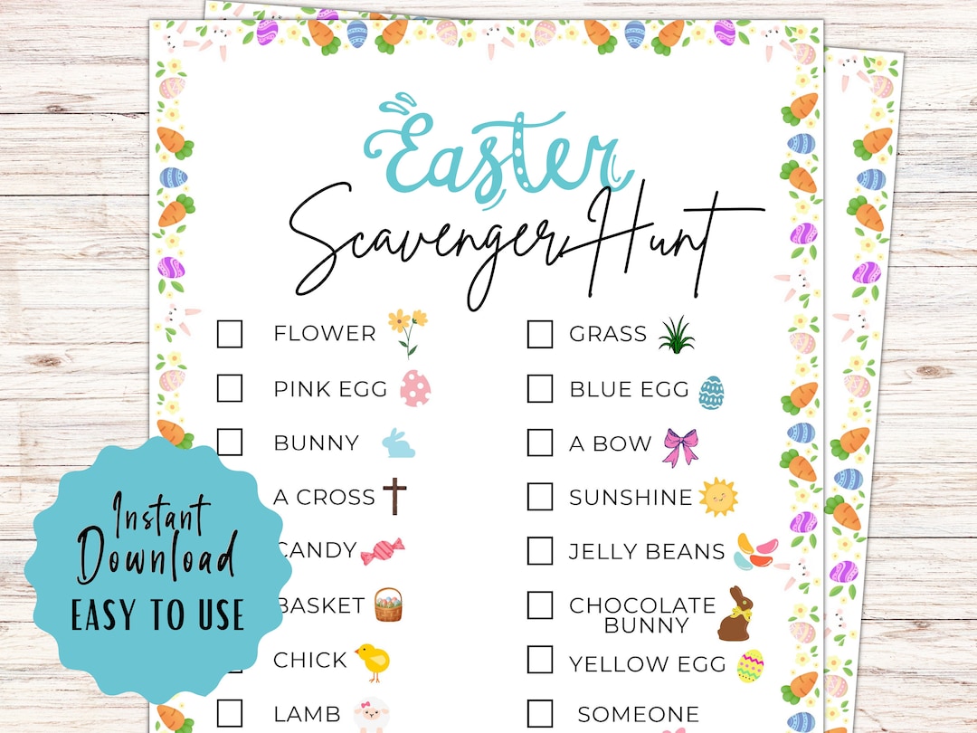 Easter Scavenger Hunt Game, Printable Easter Game, Easter Treasure Hunt ...