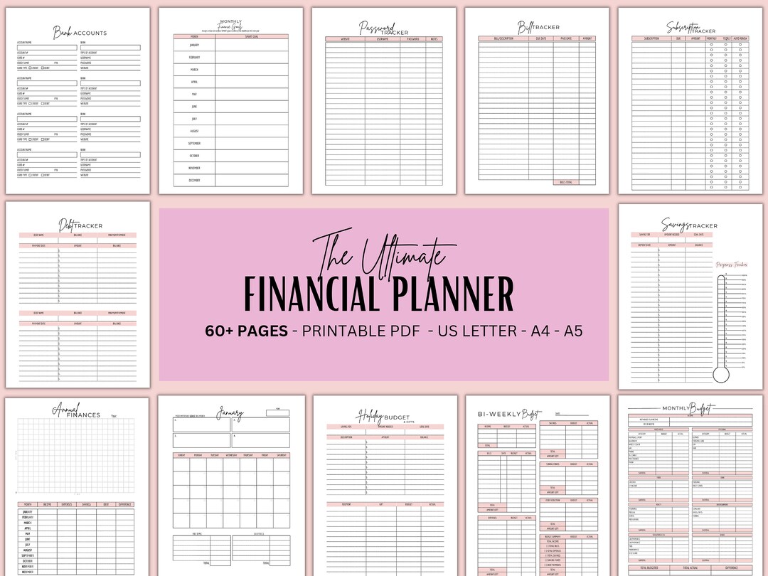 Finance Planner Printable PDF, Budget Planner, Financial Goals ...