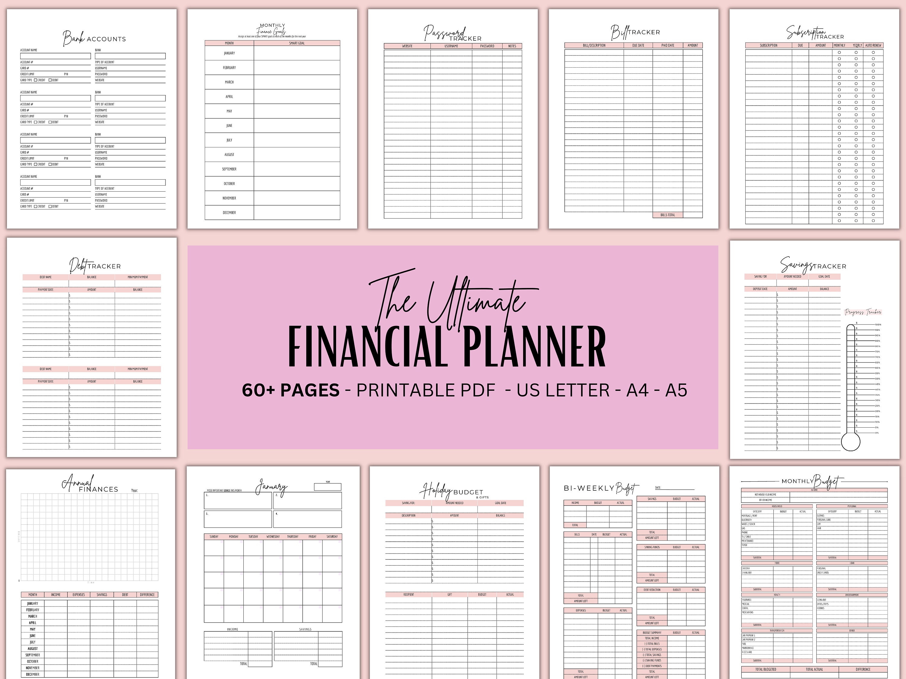 Finance Planner Printable PDF, Budget Planner, Financial Goals ...