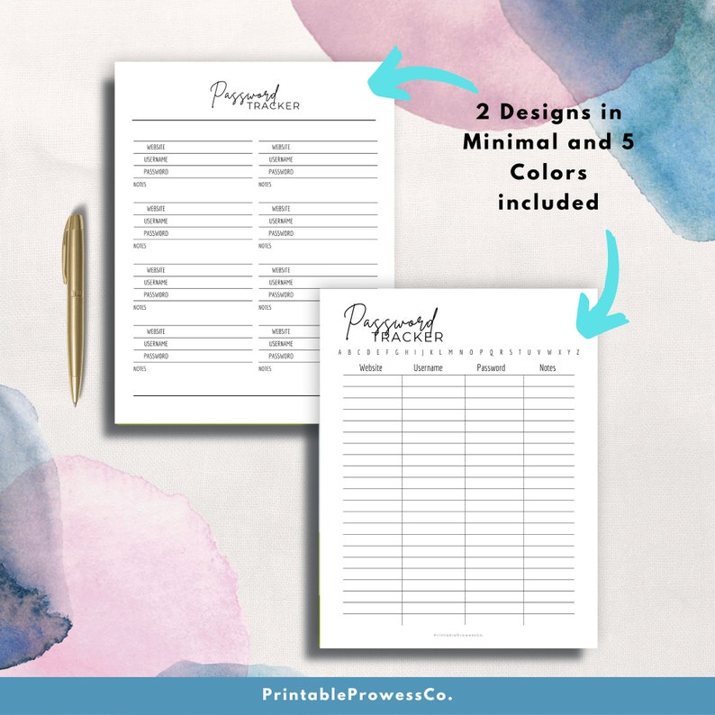 Printable Password Tracker Log Password Organizer Password List ...