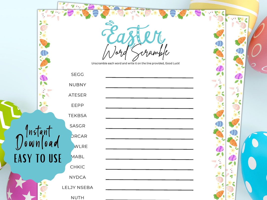 Easter Word Unscramble Game, Printable Easter Game, Easter Party Game ...
