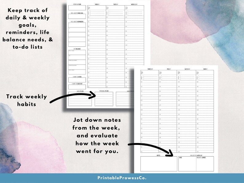 Vertical Weekly Planner Hourly Schedule Weekly Schedule to - Etsy