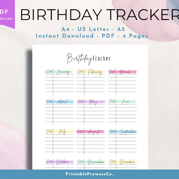 Birthday Tracker - Etsy
