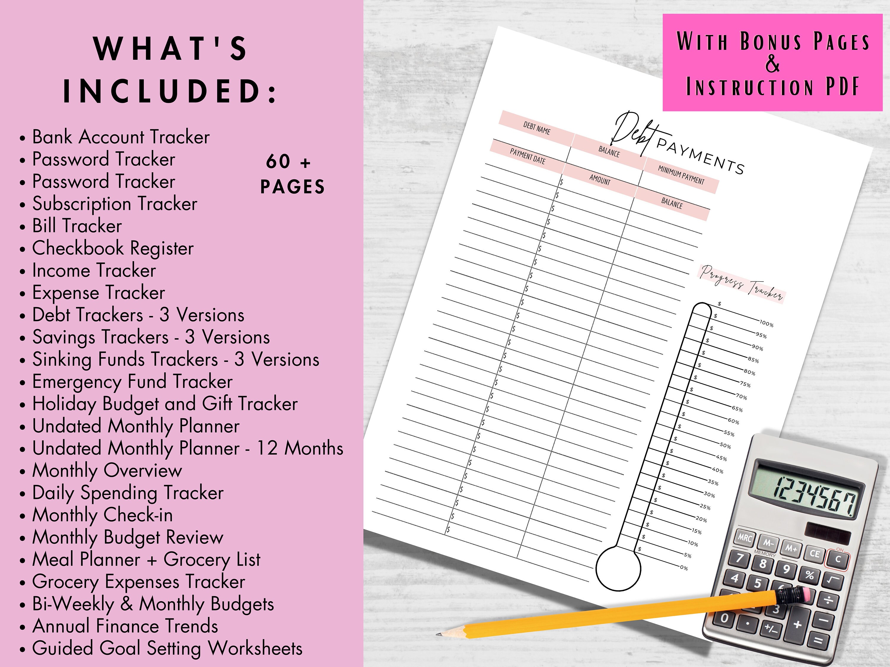 Finance Planner Printable PDF, Budget Planner, Financial Goals ...