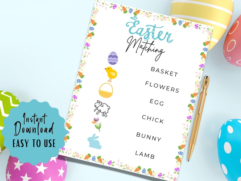 Easter Matching Game, Printable Easter Game, Easter Party Game, Family ...