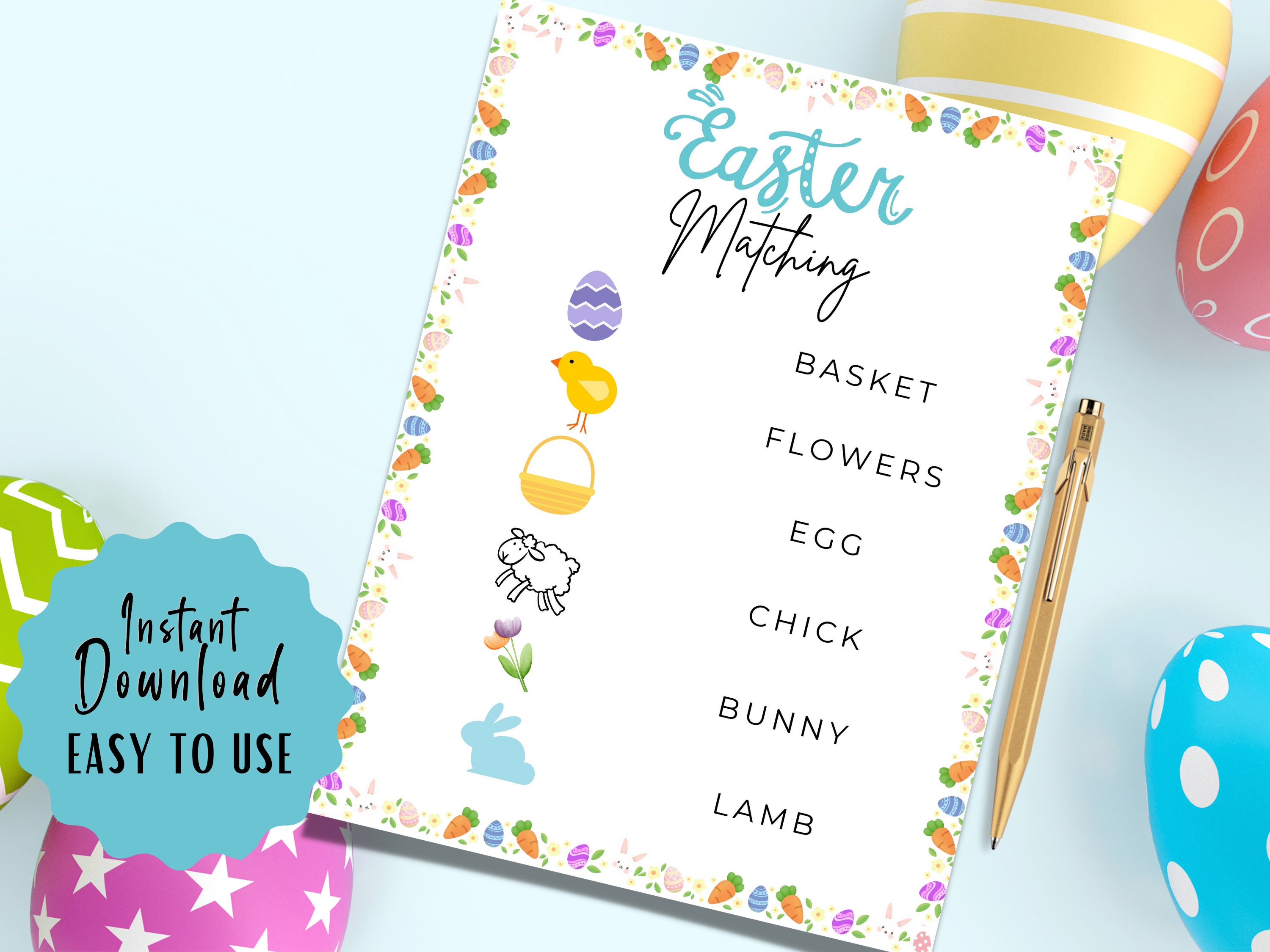 Easter Matching Game, Printable Easter Game, Easter Party Game, Family ...