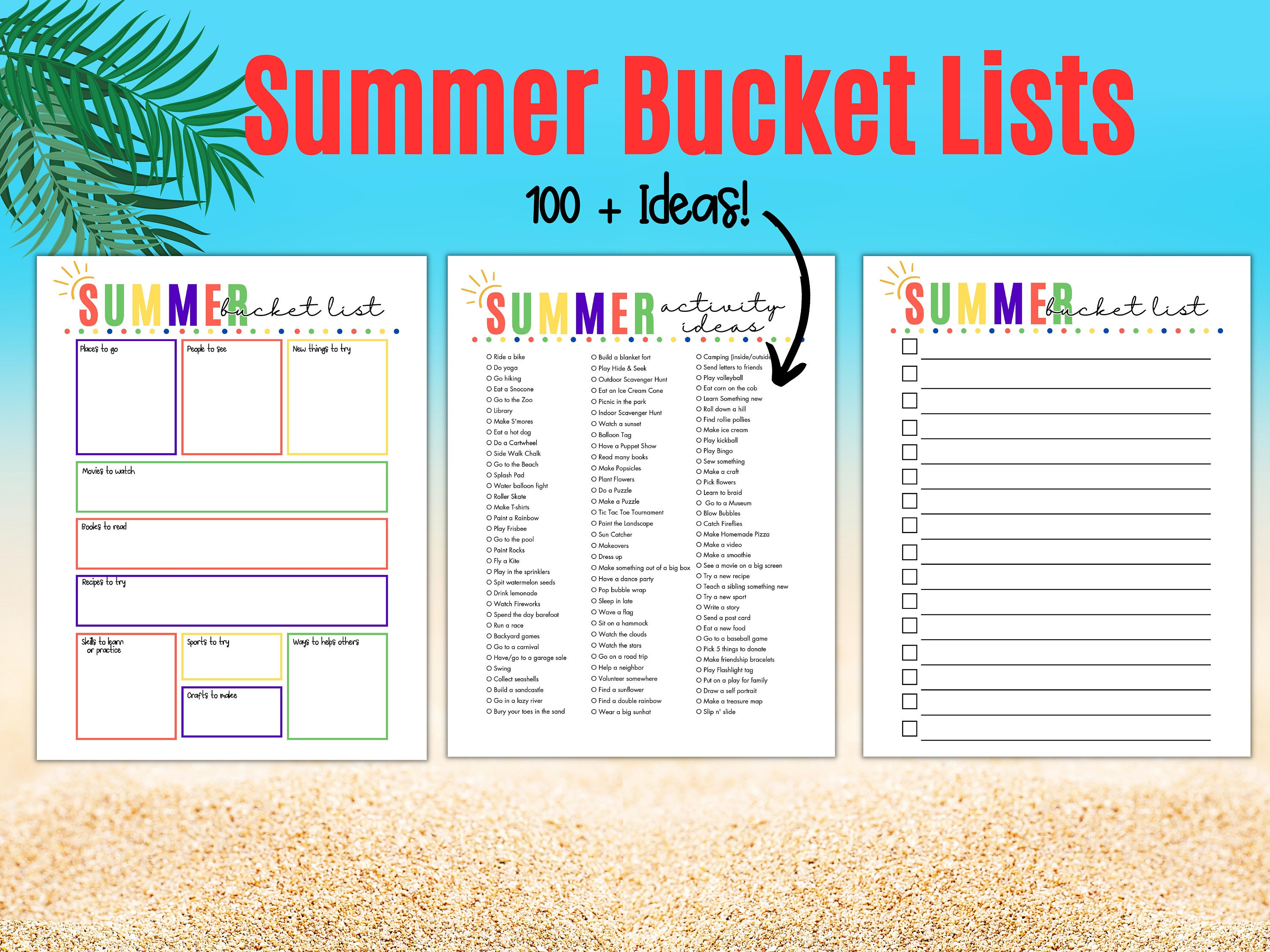 Summer Activity Planner Binder for Kids, Summer Bucket List, Printable ...