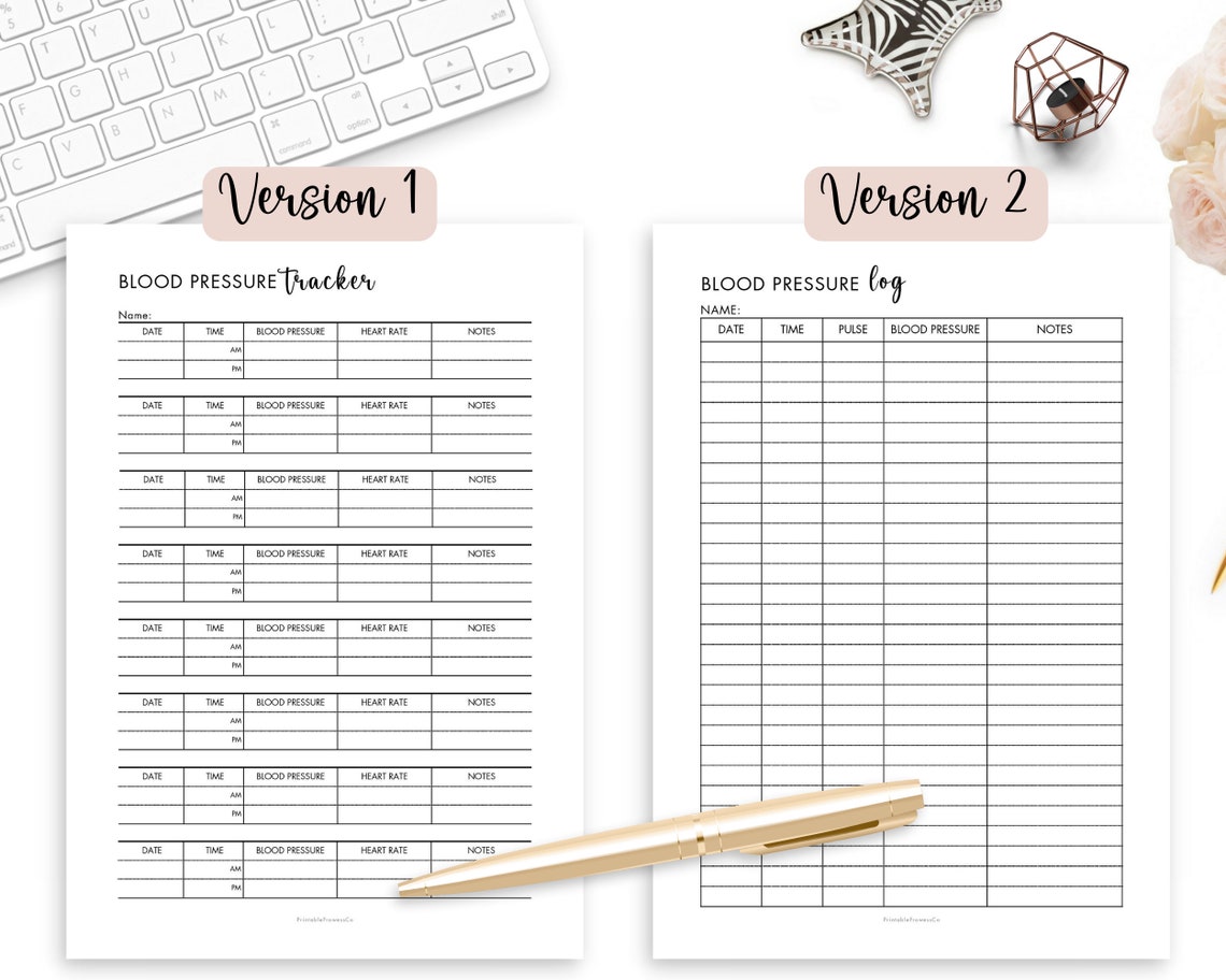 Printable Blood Pressure Tracker Blood Pressure Log Book - Etsy