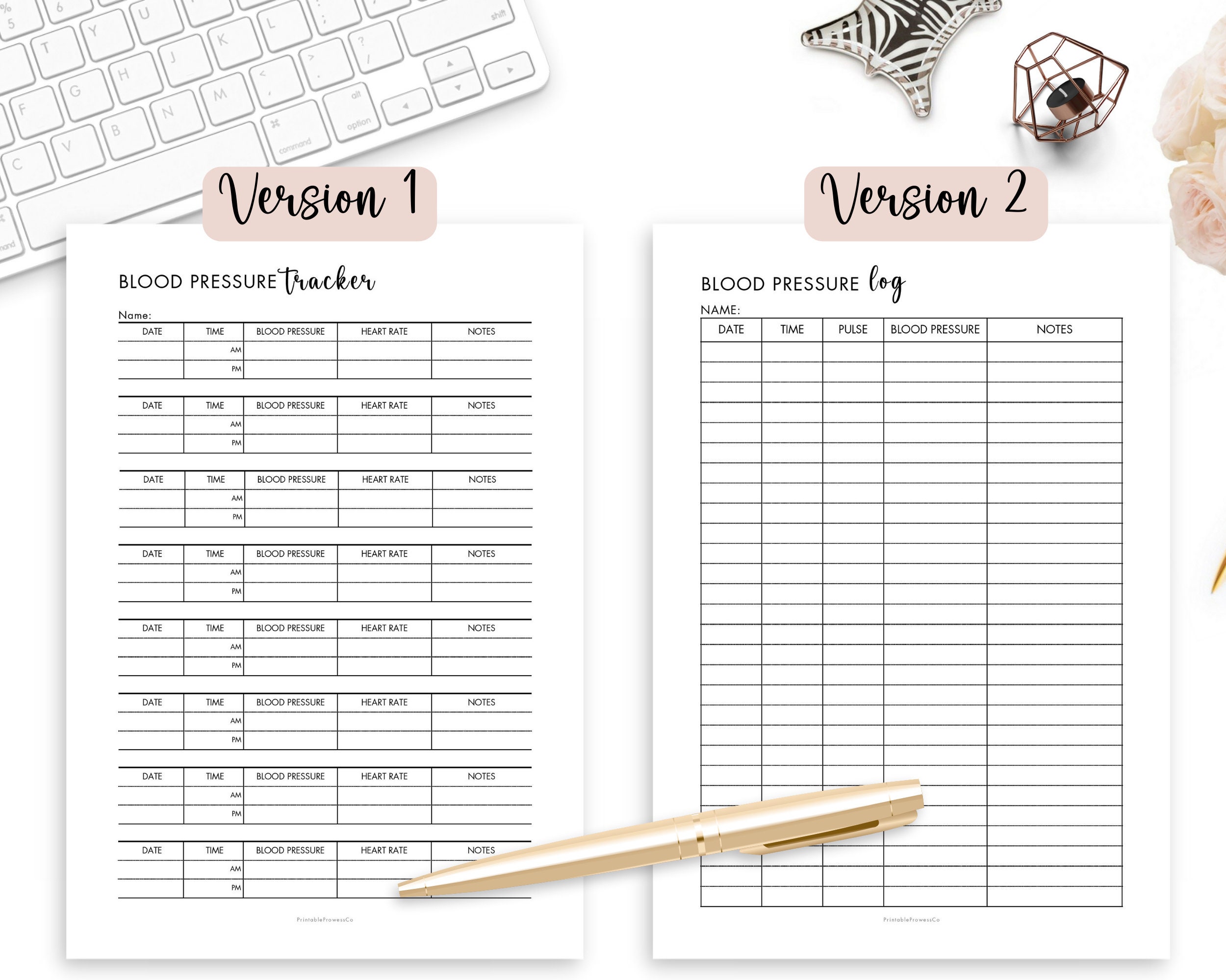 Printable Blood Pressure Tracker, Blood Pressure Log Book, High Blood ...