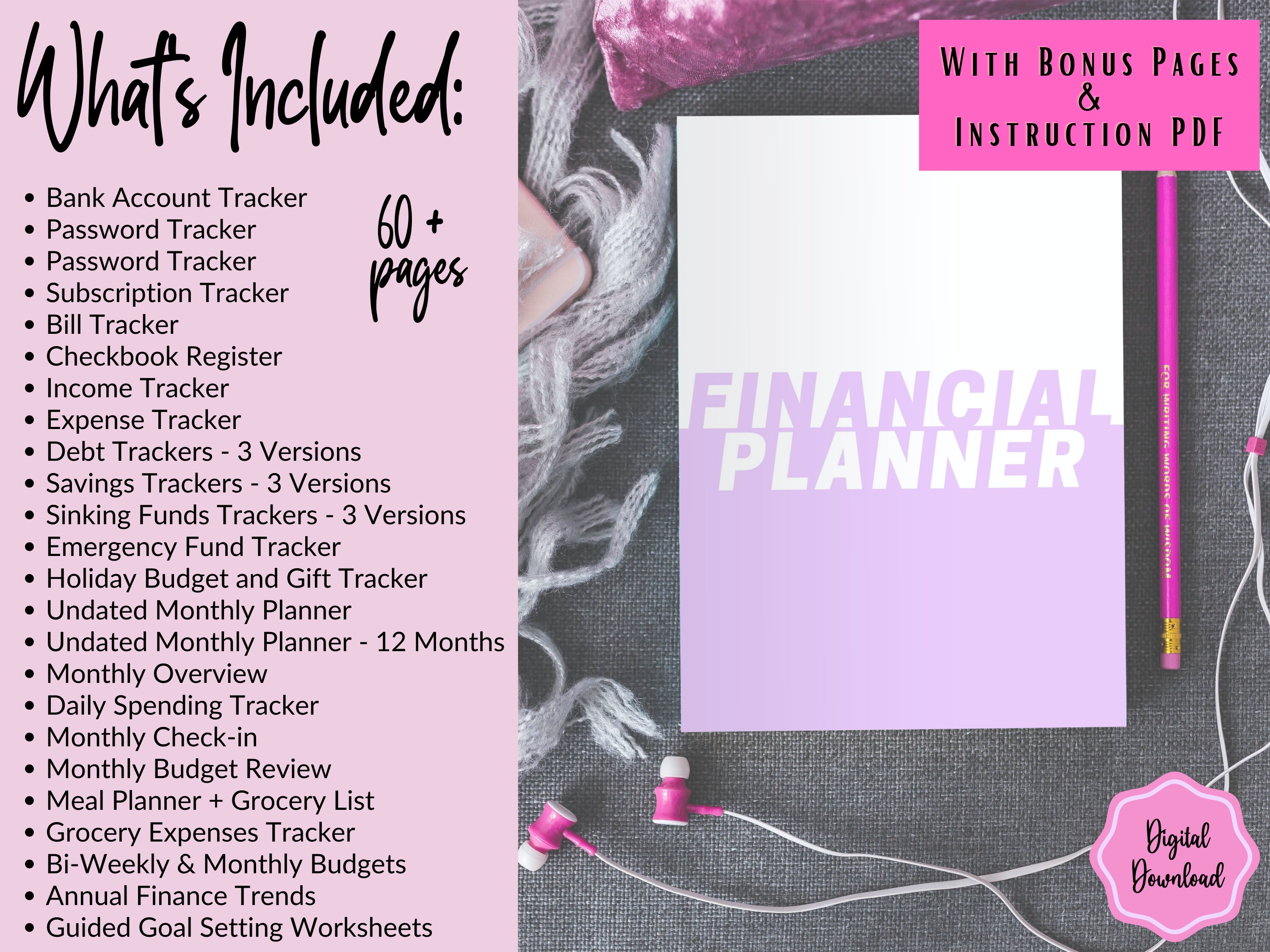 Finance Planner Printable PDF, Budget Planner Printable, Financial ...