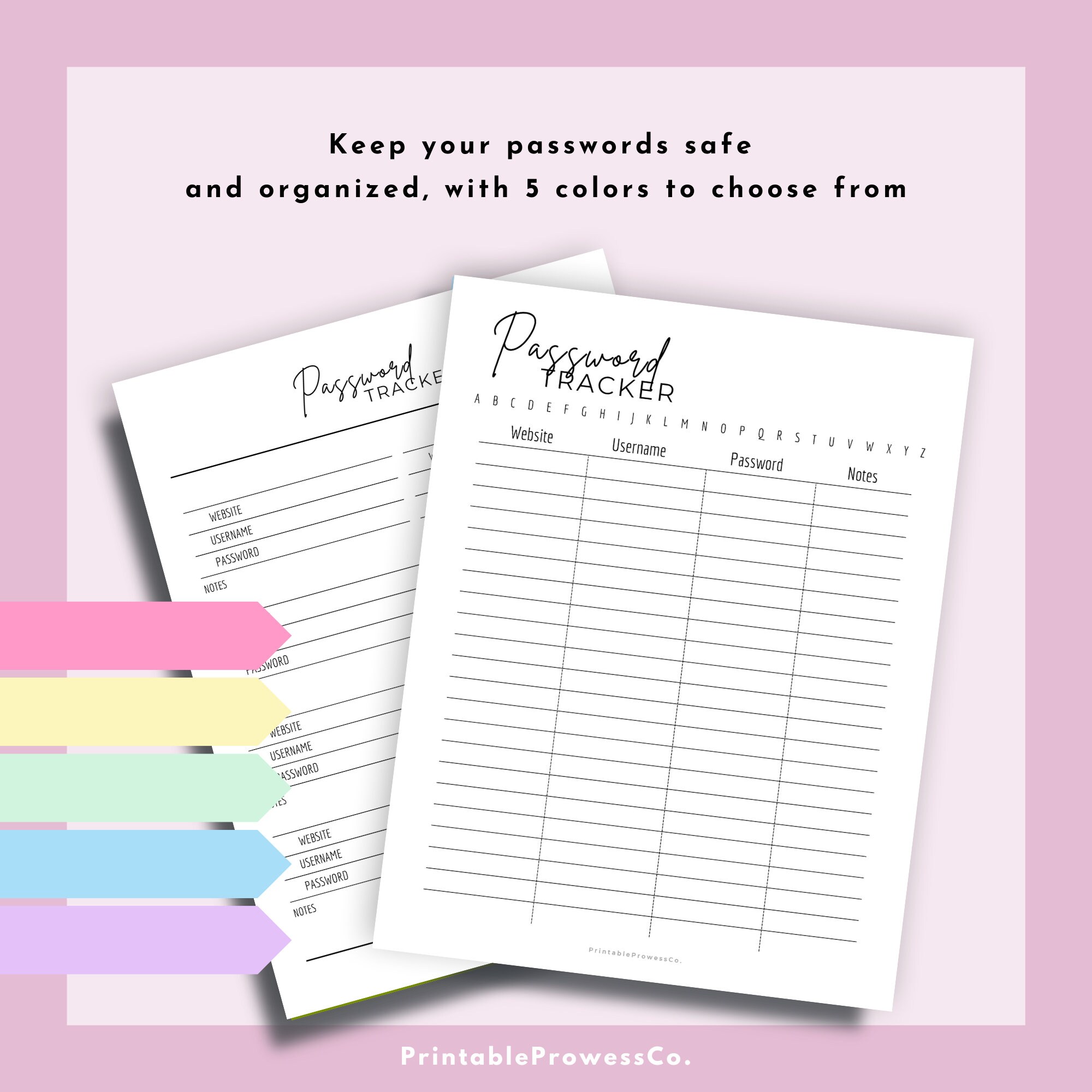 Printable Password Tracker Log Password Organizer Password List ...