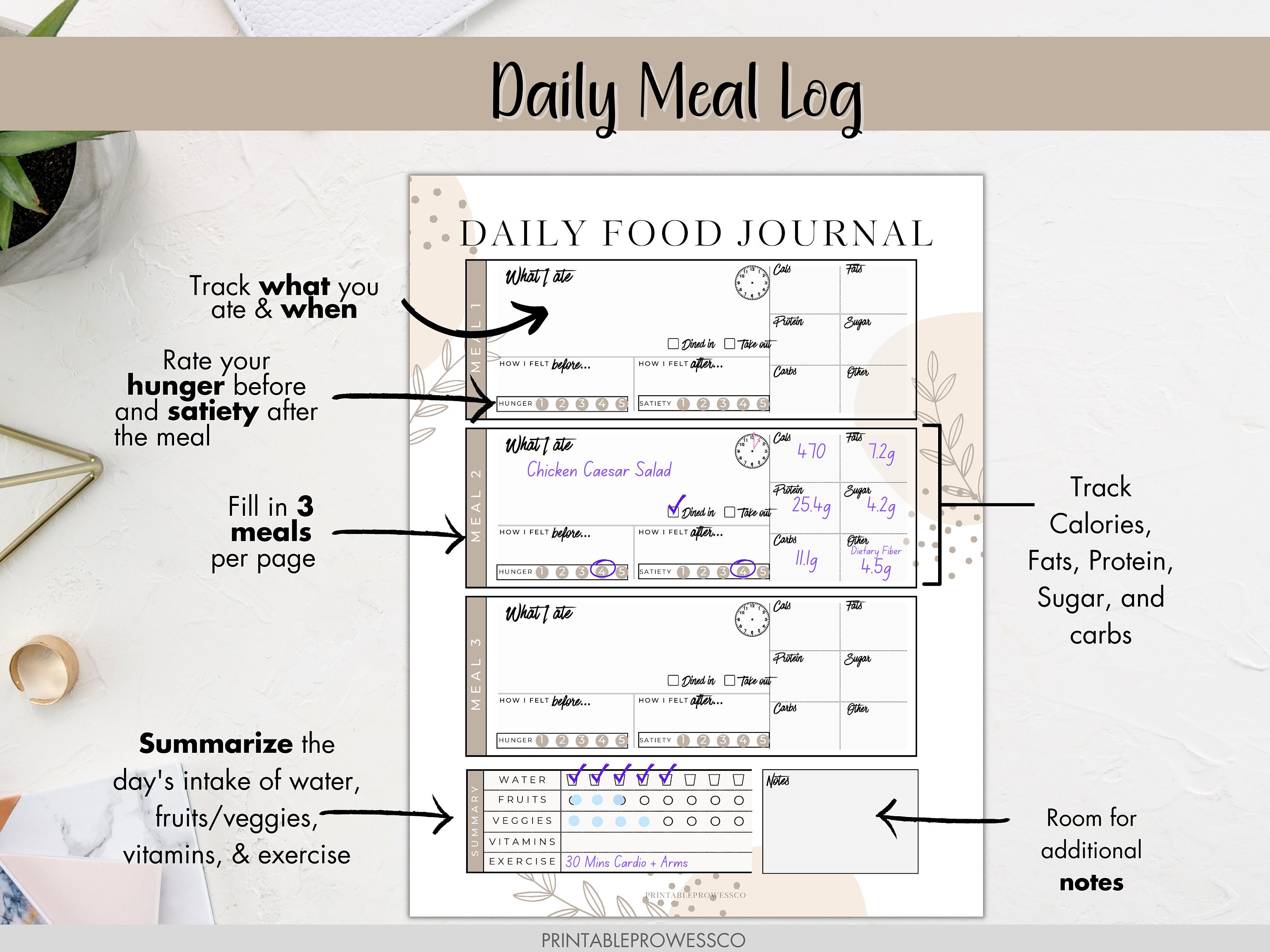 Meal Planner Bundle, BOHO Weekly Food Diary, Meal Tracker Printable ...