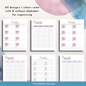 Printable Password Tracker Log Password Organizer Password List ...