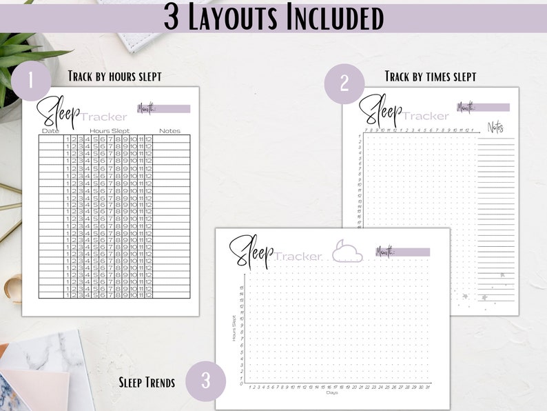 Sleep Tracker Printable Bundle Monthly Sleep Journal, Sleep Log, Sleep ...