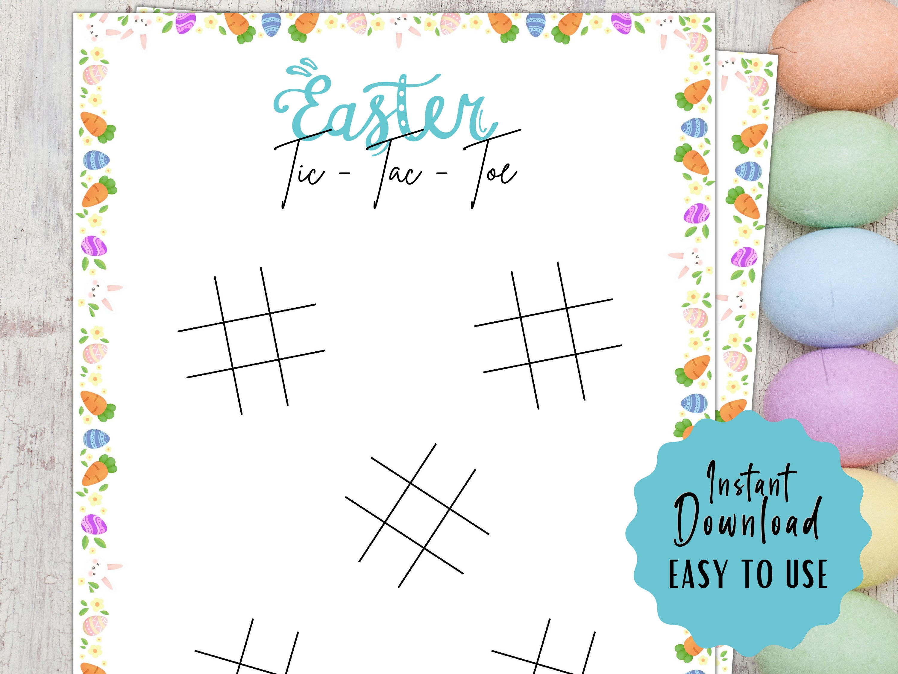 Printable Easter Tic Tac Toe Game, Printable Easter Game, Easter Party ...