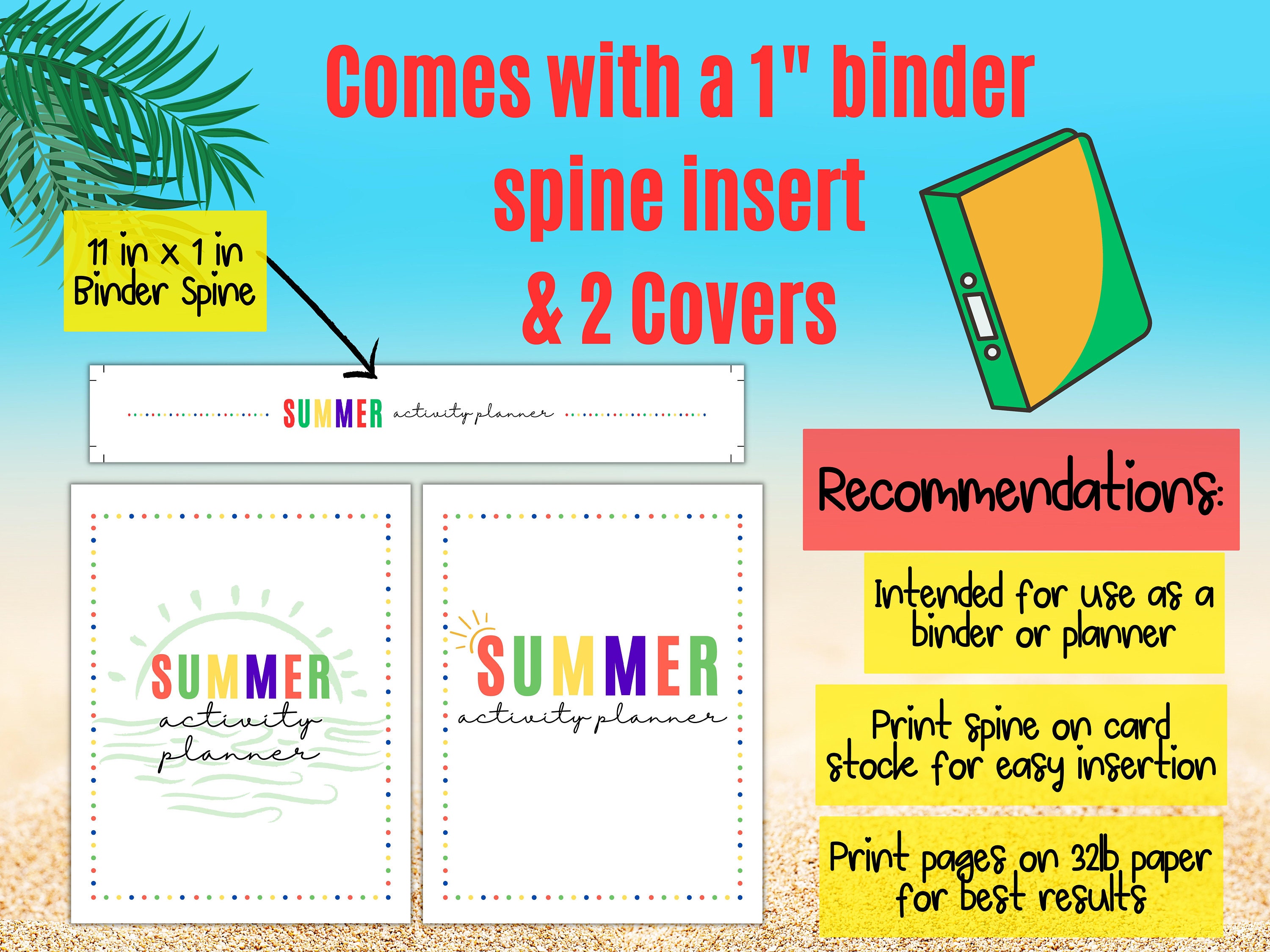 Summer Activity Planner Binder for Kids, Summer Bucket List, Printable ...