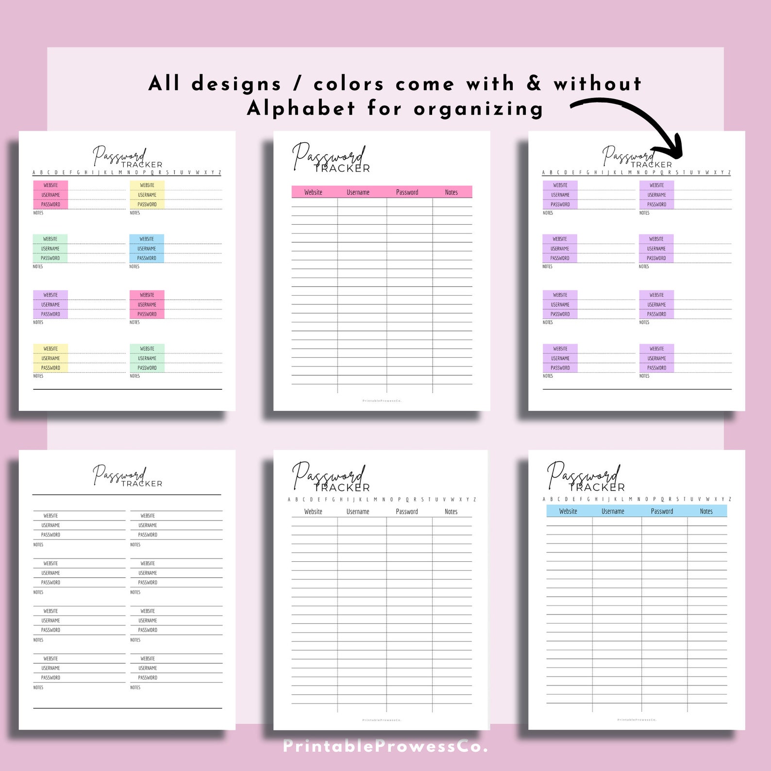 Printable Password Tracker Log Password Organizer Password List ...