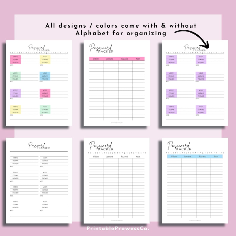 Printable Password Tracker Log Password Organizer Password List ...