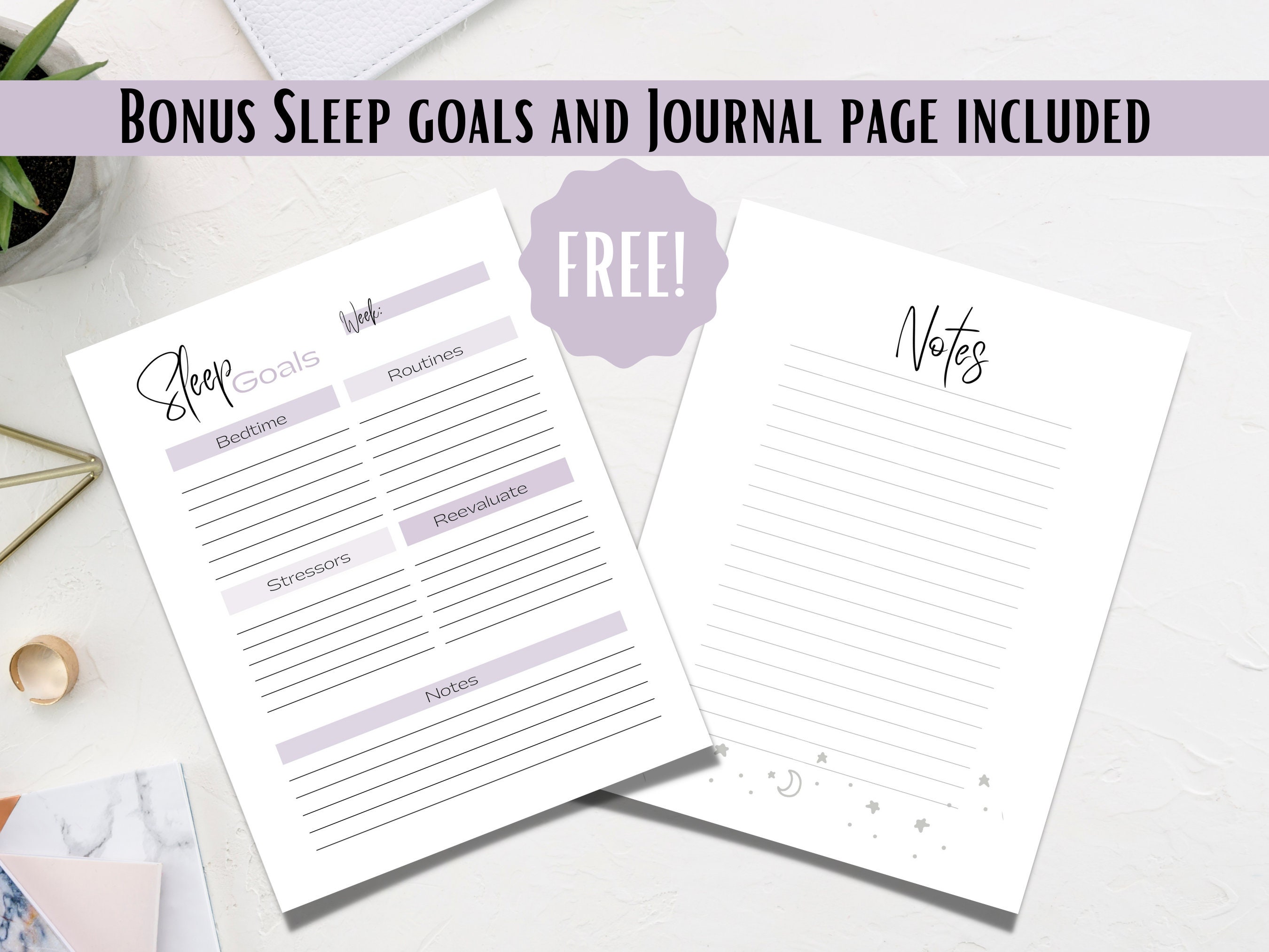 Sleep Tracker Printable Bundle Monthly Sleep Journal, Sleep Log, Sleep ...