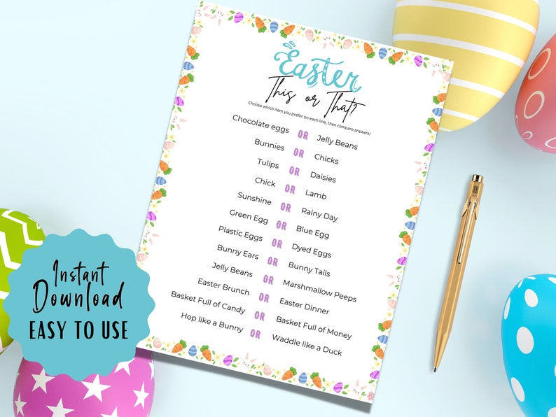 Easter This or That Game, Printable Easter Game, Easter Party Game ...