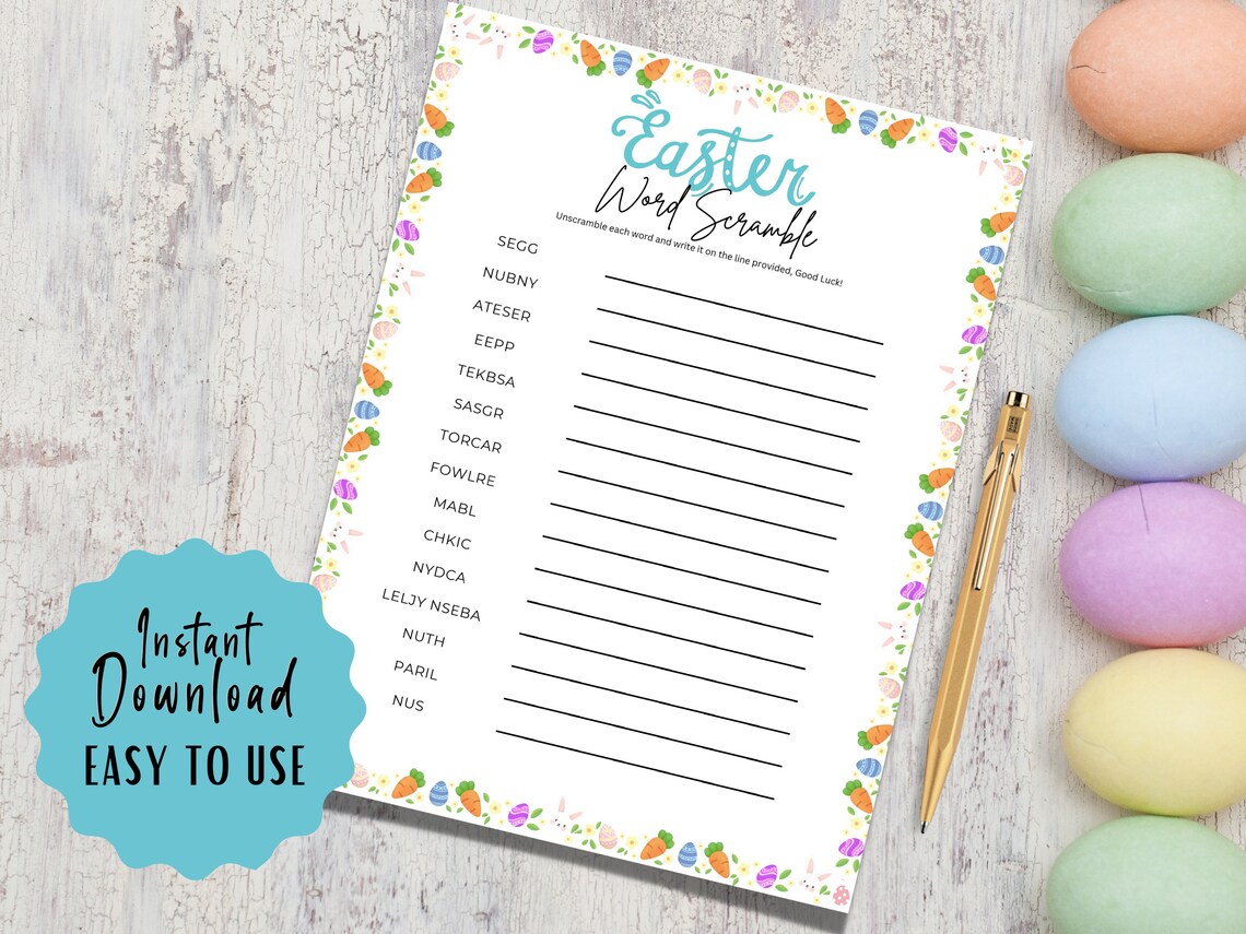 Easter Word Scramble Game, Printable Easter Games, Party Games, Easter ...