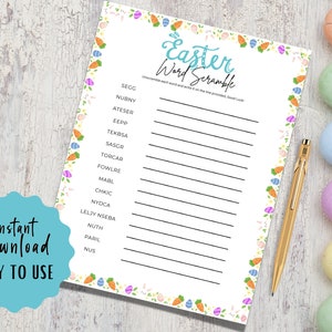 Easter Word Scramble Game, Printable Easter Games, Party Games, Easter ...