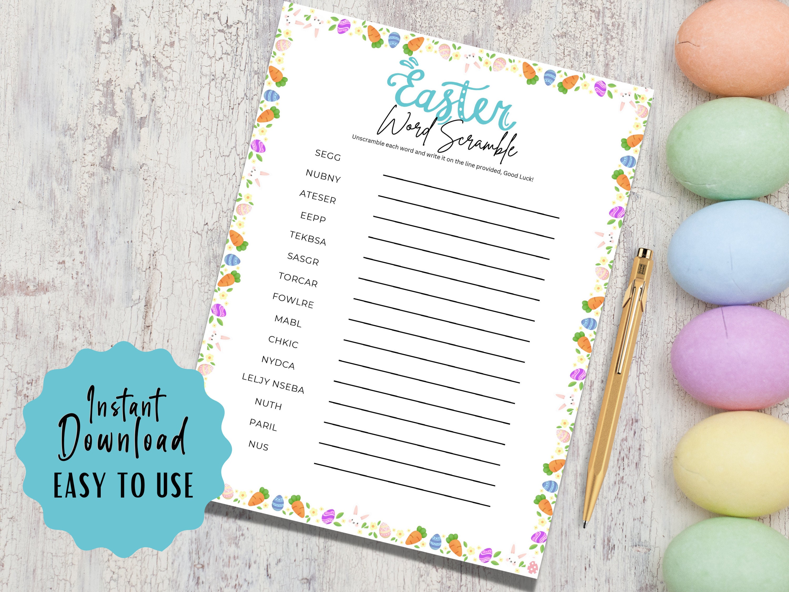 Easter Word Scramble Game, Printable Easter Games, Party Games, Easter ...