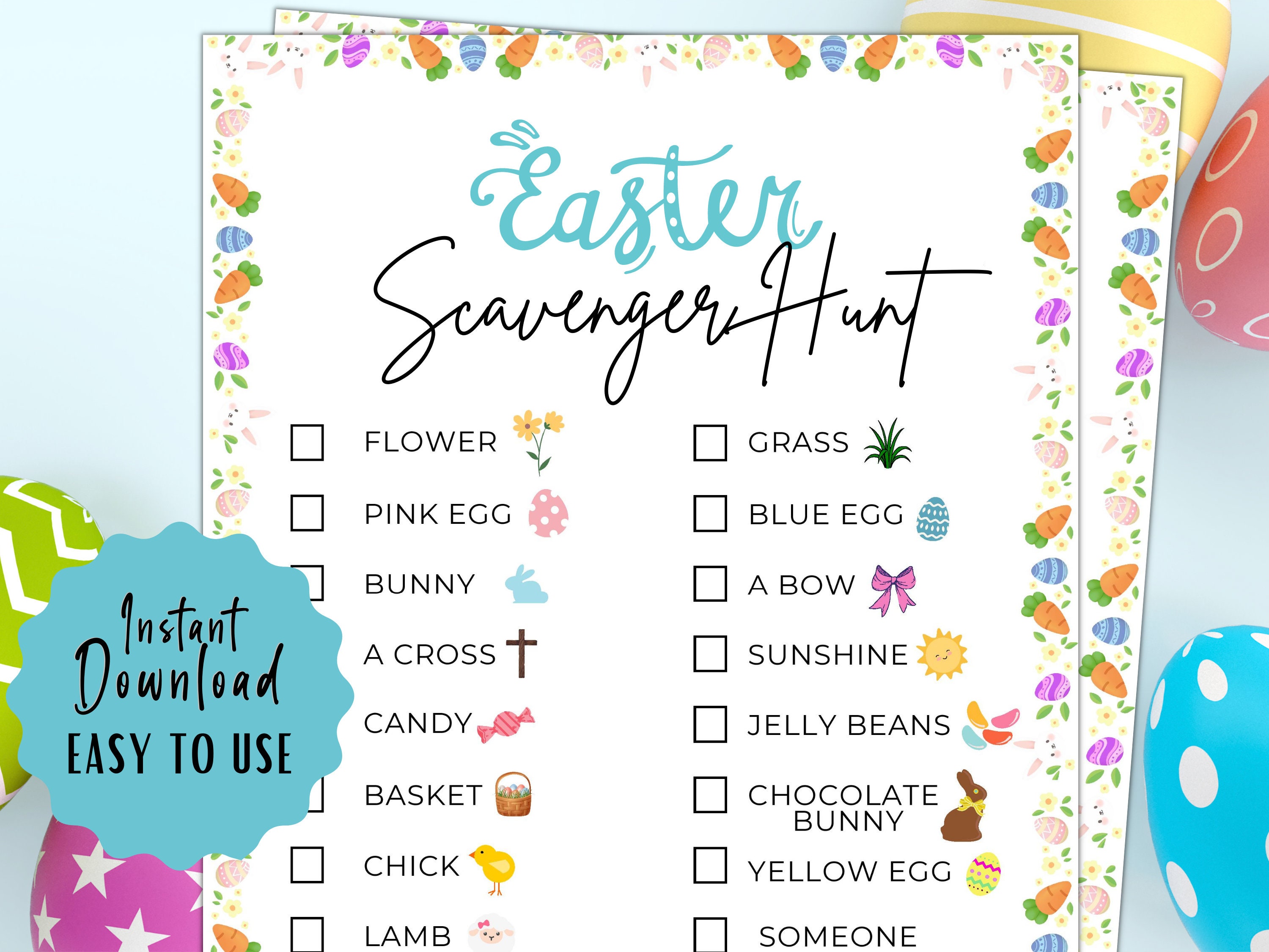 Easter Scavenger Hunt Game, Printable Easter Game, Easter Party Game ...