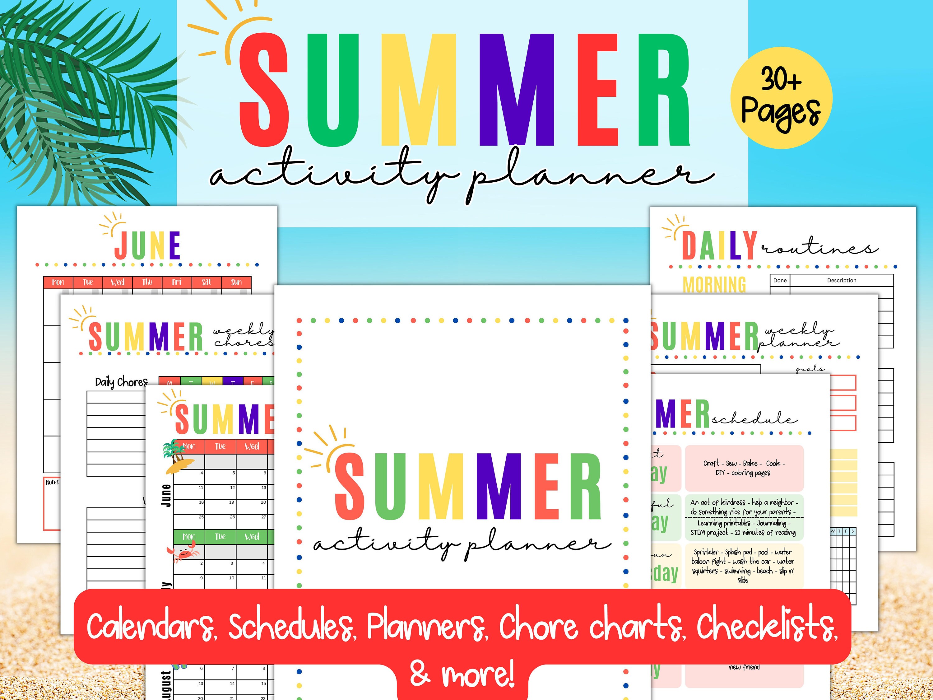Summer Activity Planner Binder for Kids, Summer Bucket List, Printable ...