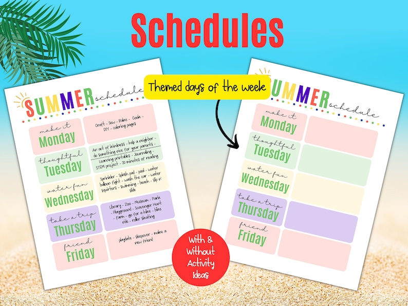 SUMMER Schedule Printable | Summer Schedule for Kids | Summer Checklist ...