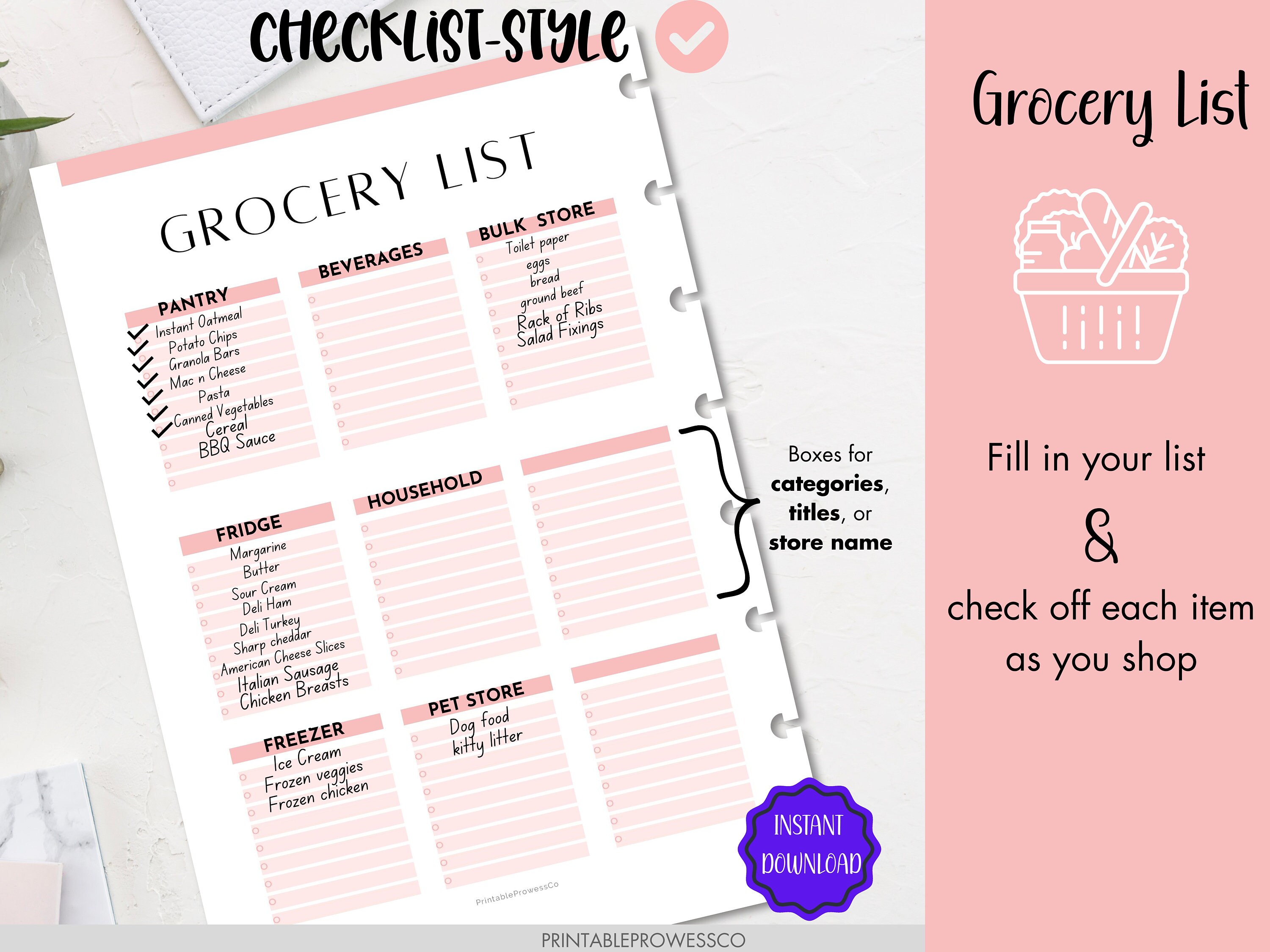 Meal Planner Printable, Weekly Meal Menu, Meal Tracker Food Journal ...