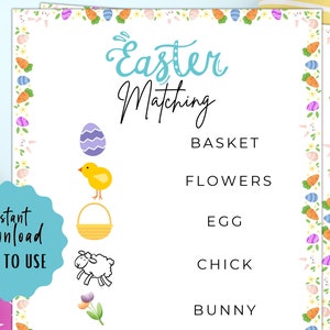 Easter Matching Game, Printable Easter Game, Easter Party Game, Family ...